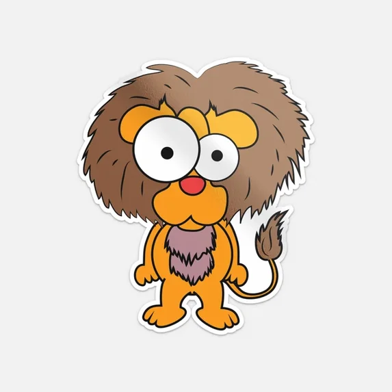 DOPASTICKER Crazy Lion Cartoon Sticker Decal Phone Decal Water Bottle ...