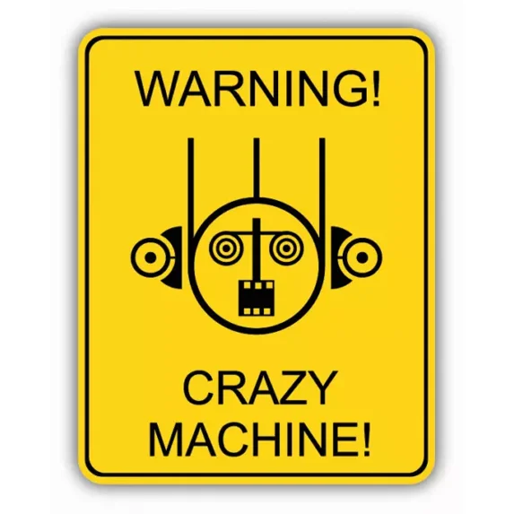DOPASTICKER Crazy Machine Warning Sticker Decal Phone Decal Water ...