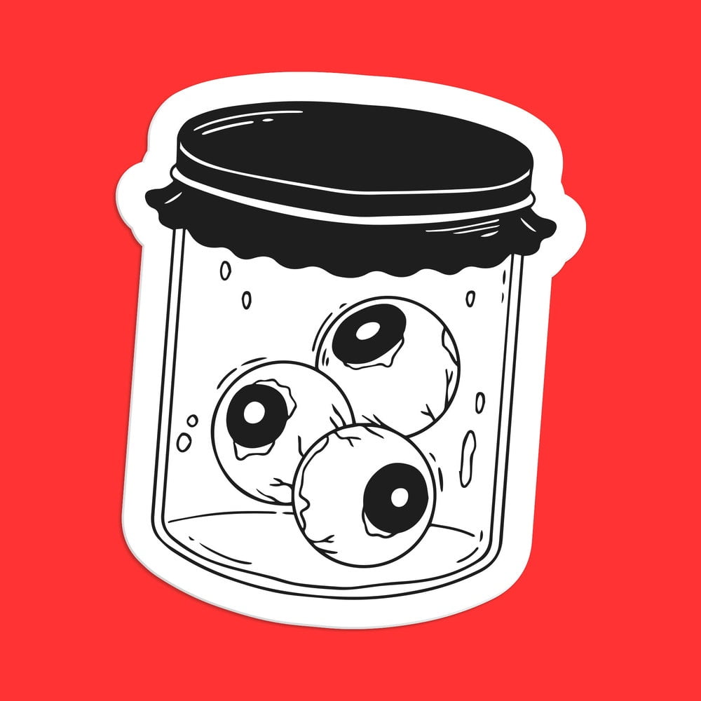 DOPASTICKER Creepy Eyeball Jar Sticker - Gothic Hal.Low.Een Horror ...