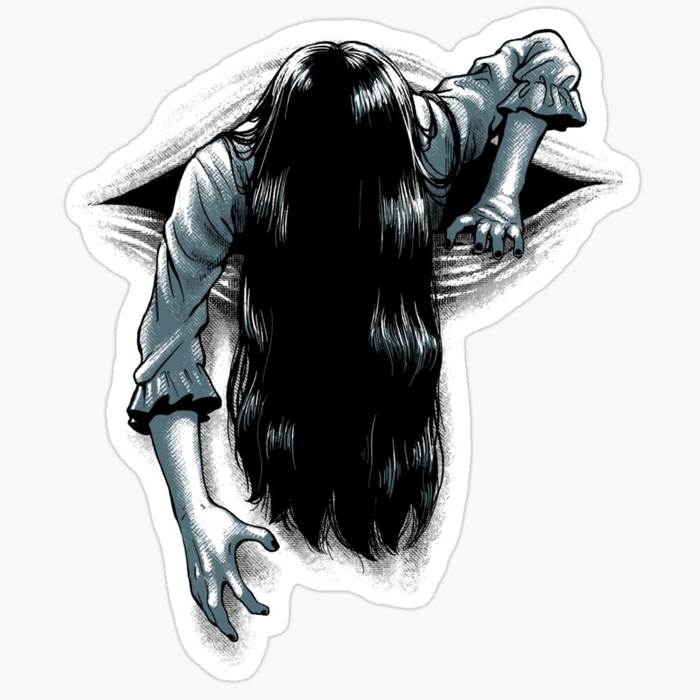 DOPASTICKER Creepy Ghost Girl Emerging From Your Wherever Sticker Phone ...