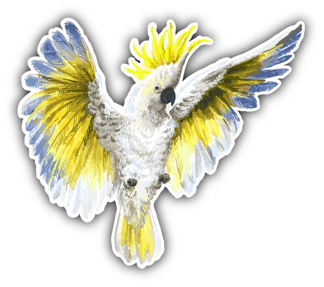 DOPASTICKER Crested Cockatoo Parrot Watercolor Sticker Decal Phone ...