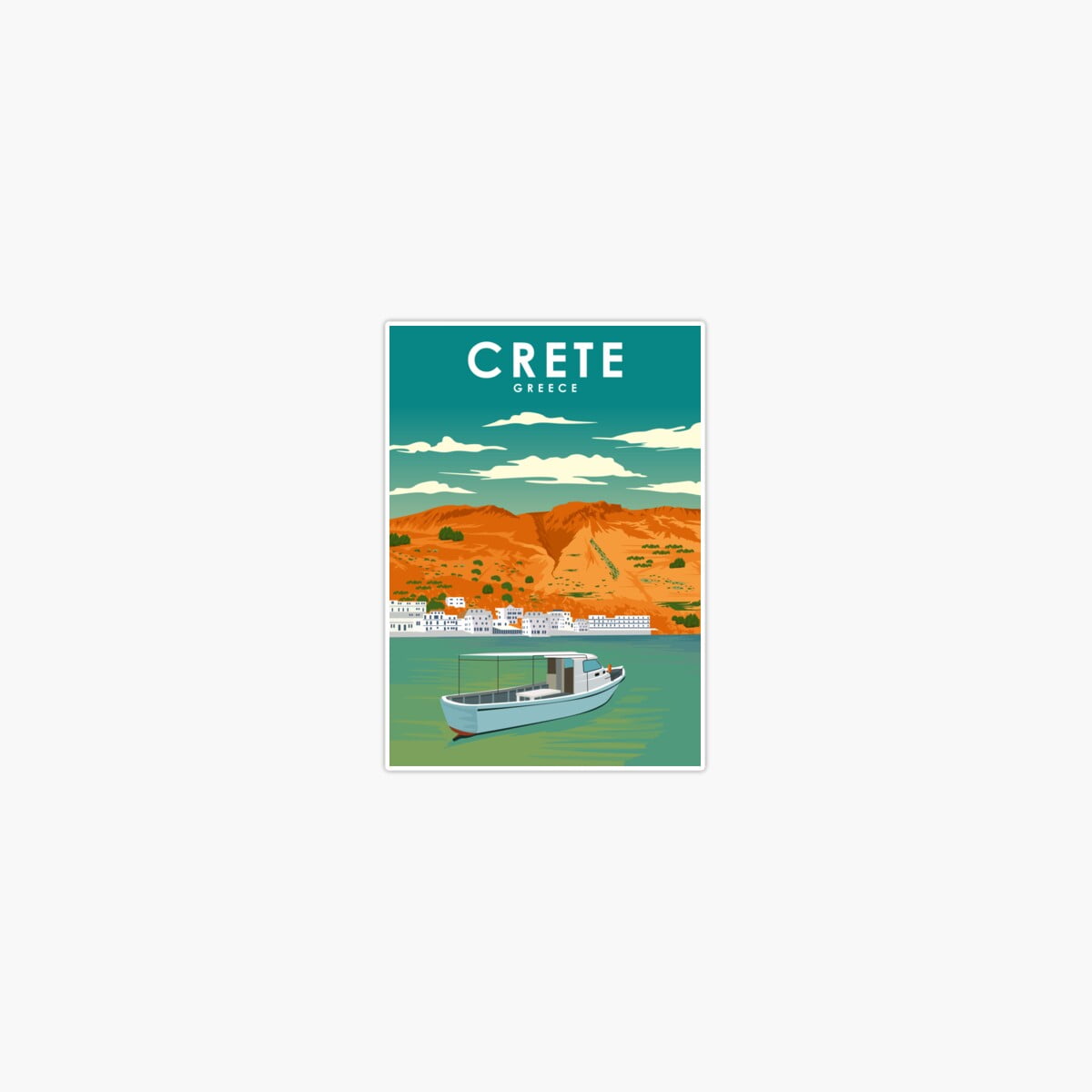 DOPASTICKER Crete Greece Minimal Retro Travel Poster Sticker, Phone ...