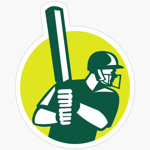 DOPASTICKER Cricket Batsman Batting Icon Retro Sticker Phone Decal ...