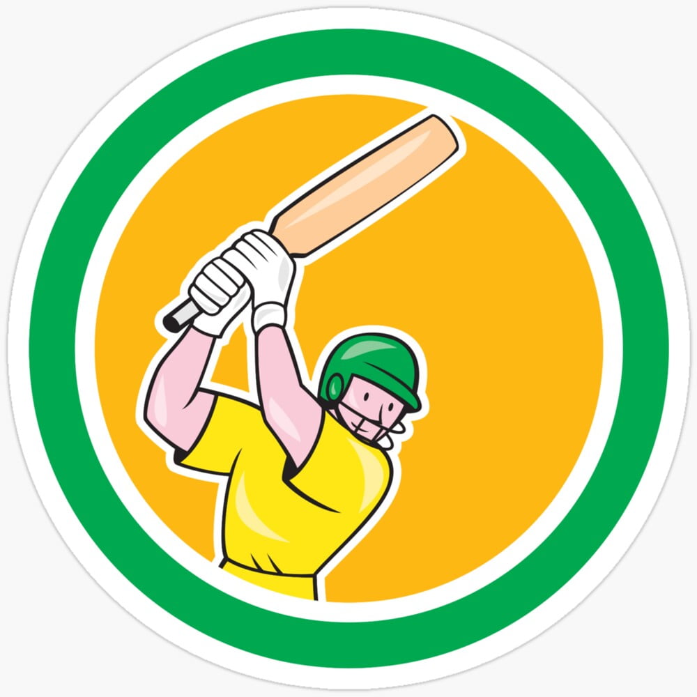 DOPASTICKER Cricket Player Batsman Batting Circle Sticker Phone Decal ...