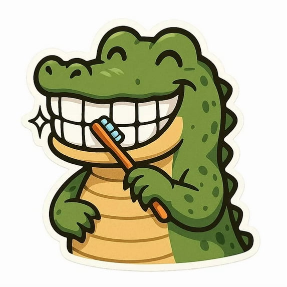 DOPASTICKER Crocodile With Toothbrush Car Sticker Animal Print Phone ...