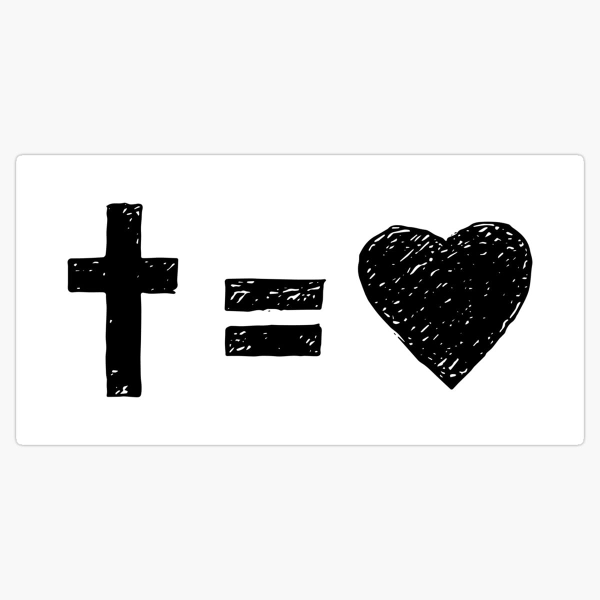 DOPASTICKER Cross Equals Heart Sticker, Phone Sticker Water Bottle ...