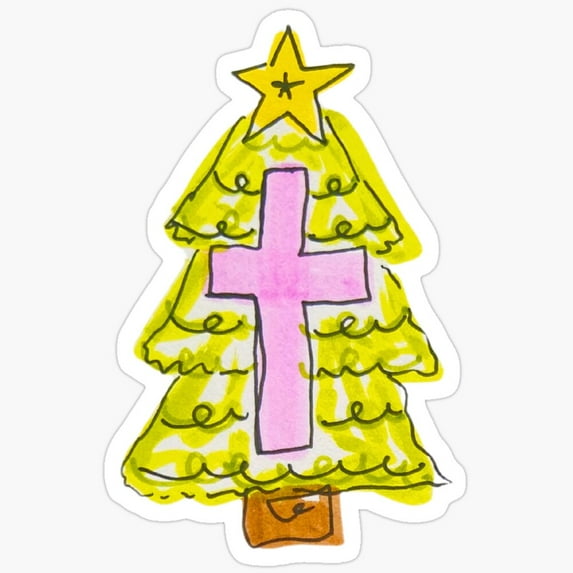 DOPASTICKER Cross & Noel Tree Sticker Phone Sticker, Latop Sticker ...