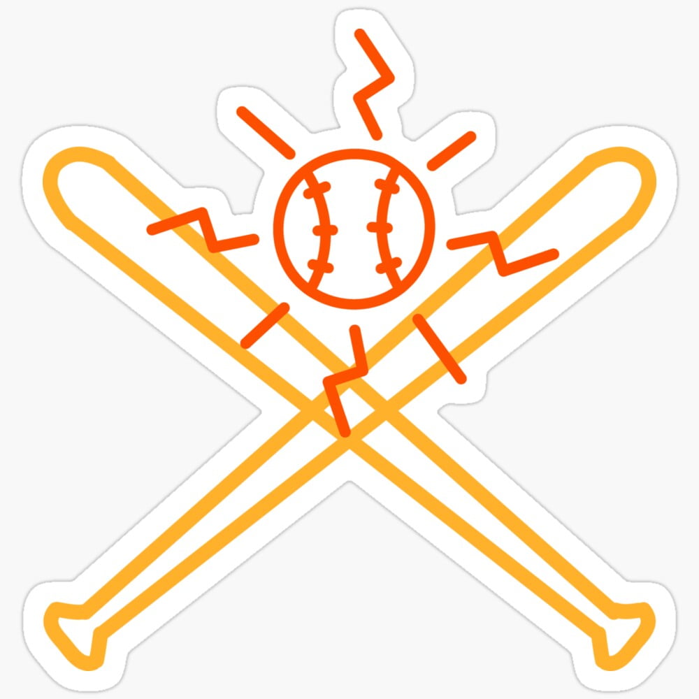DOPASTICKER Crossed Baseball Bat And Ball Monoline Sticker Phone Decal ...
