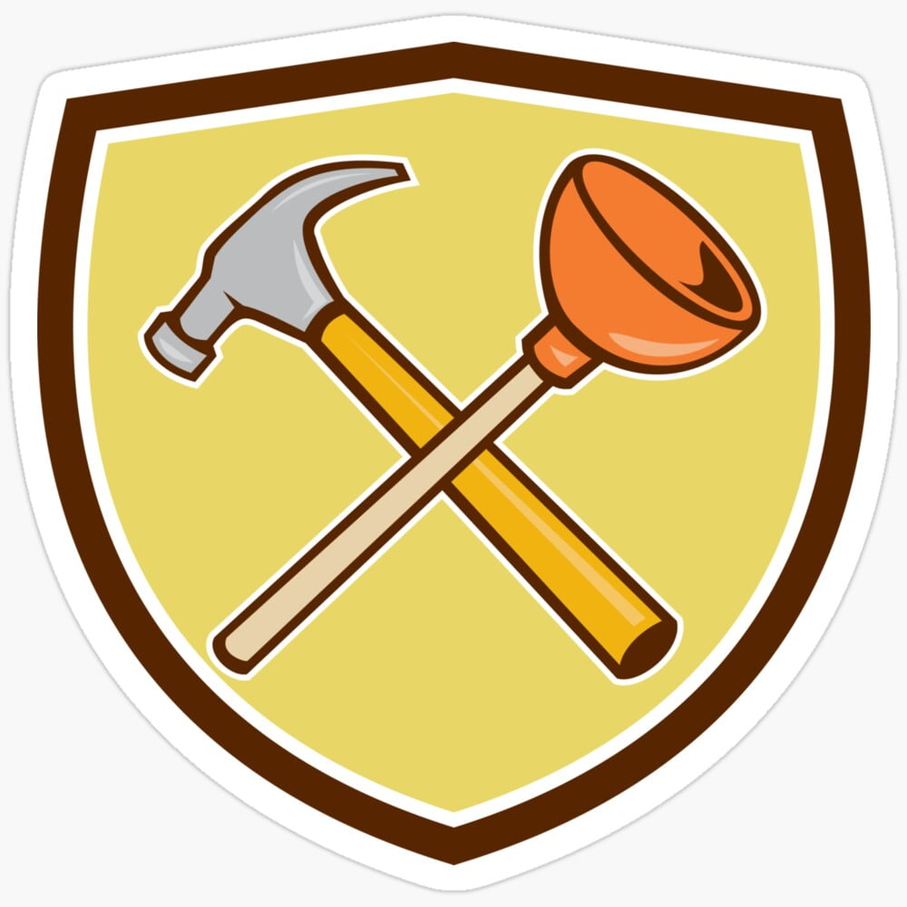 DOPASTICKER Crossed Hammer Plunger Crest Glossy Sticker Phone Decal ...