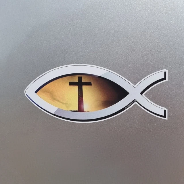 DOPASTICKER Crucifix Christian Fish Religious Sticker Decal For Car ...