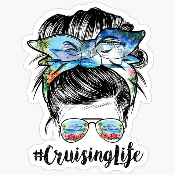 DOPASTICKER Cruising Life Cruise Messy Bun Hair Sunglasses Mom Mother'S ...