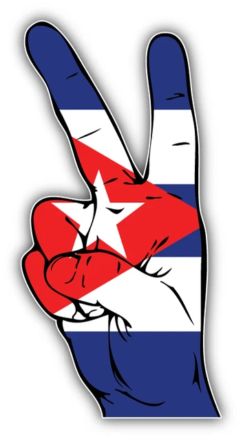 DOPASTICKER Cuba Flag Hand Peace Sticker Decal Phone Decal Water Bottle ...