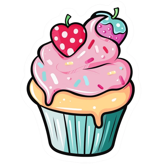 DOPASTICKER Cupcake Sticker Cute Sweet Treat Icing Sprinkles Swirl ...