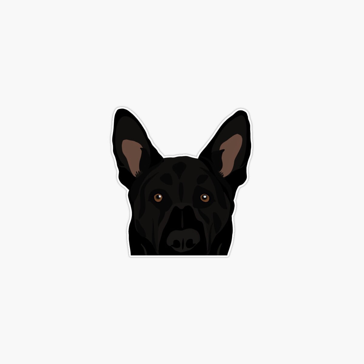 DOPASTICKER Curious Black German Shepherd Sticker, Phone Sticker Car ...