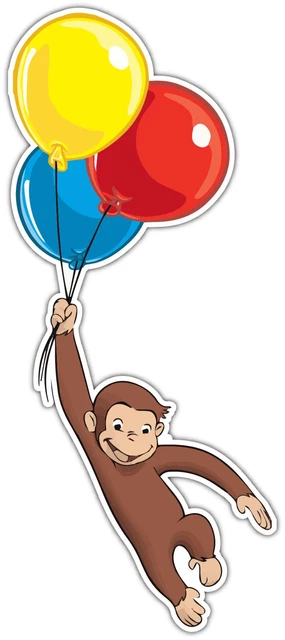 DOPASTICKER Curious George Balloons Cartoon Car Window Locker Sticker ...