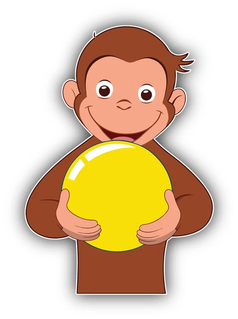 DOPASTICKER Curious George Cartoon Ball Sticker Decal Phone Decal Water ...
