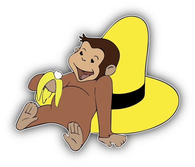DOPASTICKER Curious George Cartoon Banana Sticker Decal Phone Decal ...