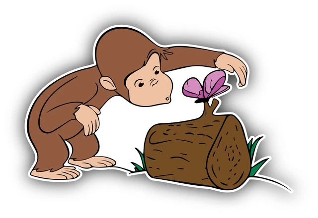DOPASTICKER Curious George Cartoon Butterfly Sticker Decal Phone Decal ...
