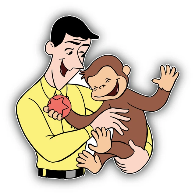 DOPASTICKER Curious George Cartoon Happy Sticker Decal Phone Decal ...