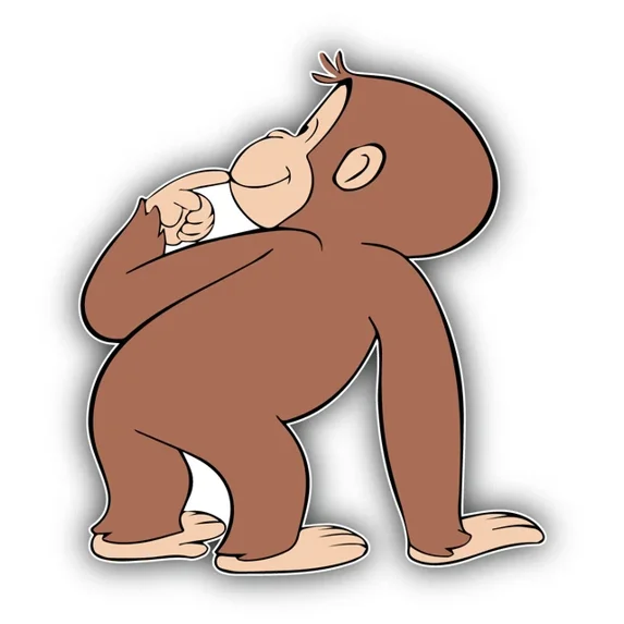 DOPASTICKER Curious George Cartoon Sticker Decal Phone Decal Water ...