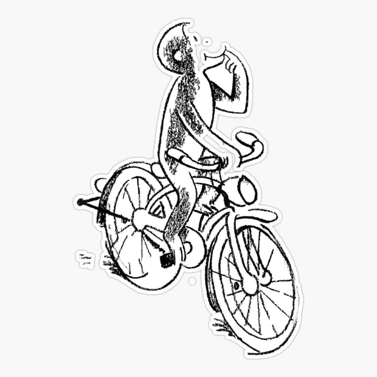 DOPASTICKER Curious George Riding A Bik.E Sketch Portrait Sticker ...