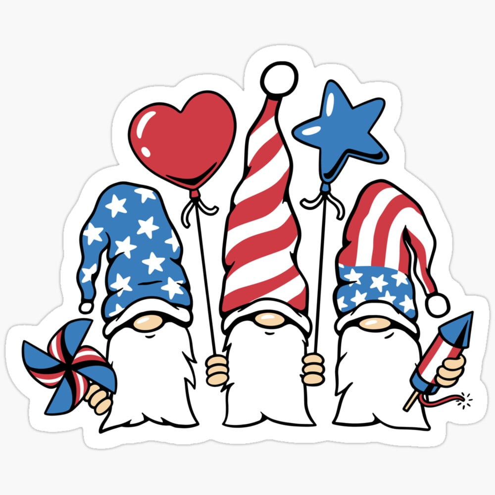 DOPASTICKER Cute 4Th Of July Independence Day Gnomes Sticker/ Patriotic ...