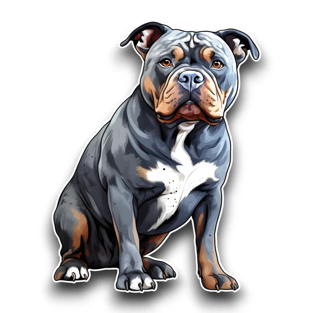 DOPASTICKER Cute American Xl Bully Puppy Dog Watercolour Animal Sticker ...