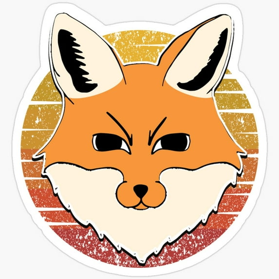 DOPASTICKER Cute Angry Fox Retro Sunset Wildlife Sticker Phone Sticker ...