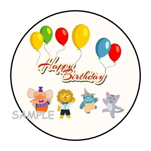 DOPASTICKER Cute Animals Happy Birthday Stickers Favors Phone Decal ...
