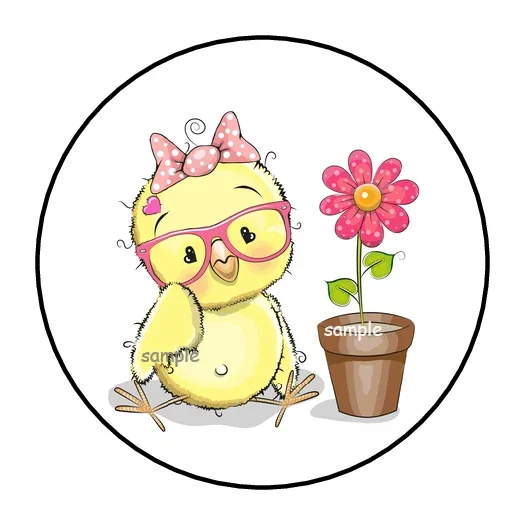 DOPASTICKER Cute Baby Chick And Flower Stickers Chicken Phone Decal ...