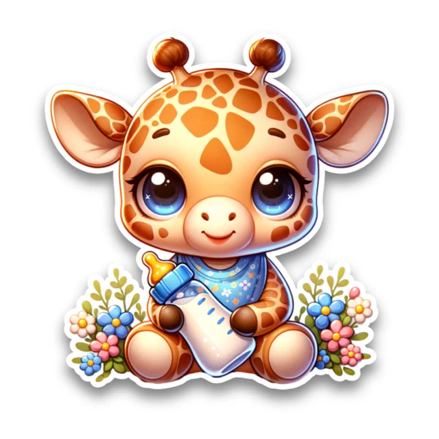 DOPASTICKER Cute Baby Giraffe Milk Bottle Sticker Car Window Scrapbook ...
