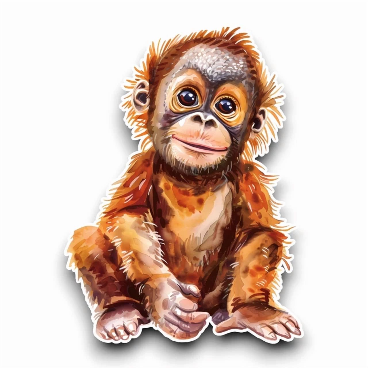 DOPASTICKER Cute Baby Orangutan Watercolour Animal Sticker Car Laptop ...