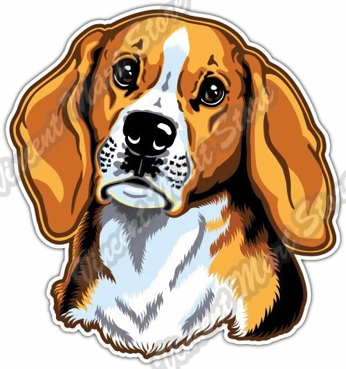 DOPASTICKER Cute Beagle Dog Face Pet Owner Car Window Sticker Decal ...