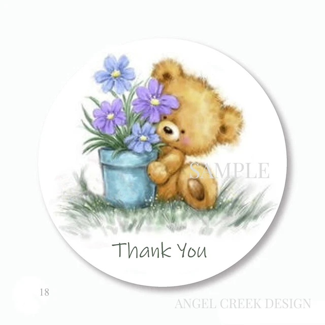 DOPASTICKER Cute Bear Flower Pot Thank You Scrapbook Stickers Phone ...