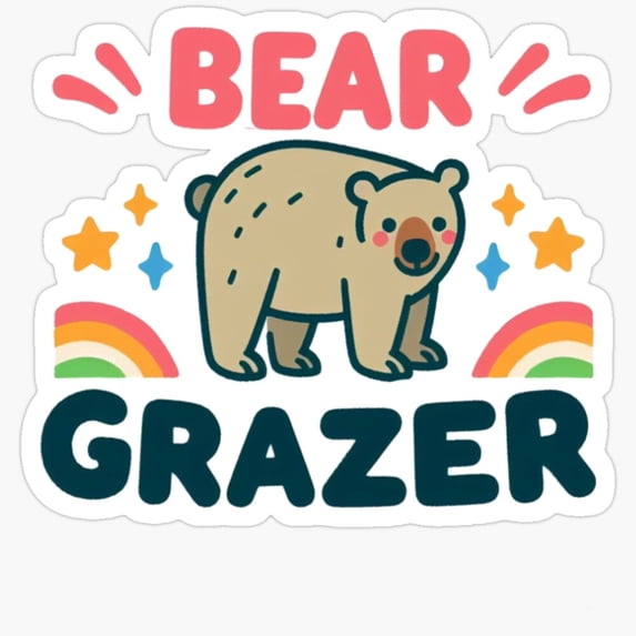 DOPASTICKER Cute Bear Grazer Sticker Phone Decal Water Bottle Stickers ...