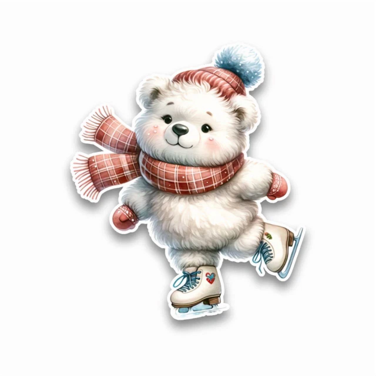 DOPASTICKER Cute Bear Ice Skating Chri.Stm.As Sticker Decal Car ...