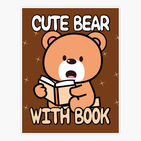 DOPASTICKER Cute Bear With Book,Kawaii Sticker, Phone Sticker Car ...