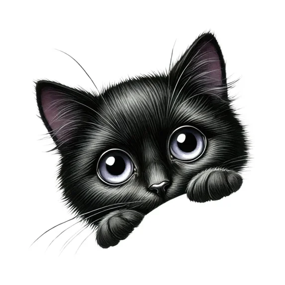 DOPASTICKER Cute Black Cat Car Sticker Looks Out Motif Phone Sticker ...