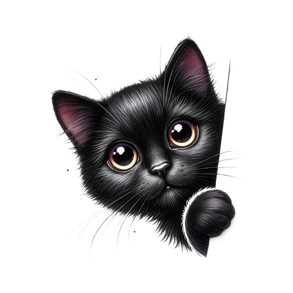 DOPASTICKER Cute Black Cat Car Sticker Looks Out Motif Phone Sticker ...