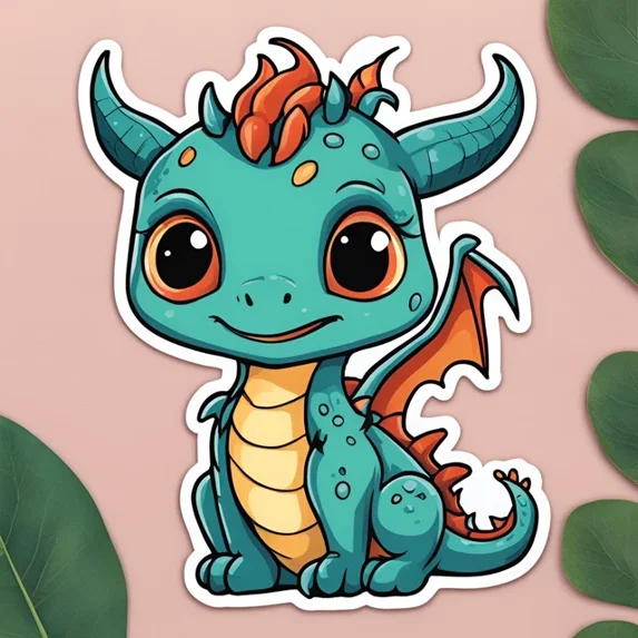 DOPASTICKER Cute Blue Dragon Sticker Phone Decal Water Bottle Stickers ...