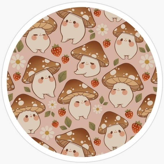 DOPASTICKER Cute Brown Mushroom Pattern, Pink Perfect Gift Everyone ...