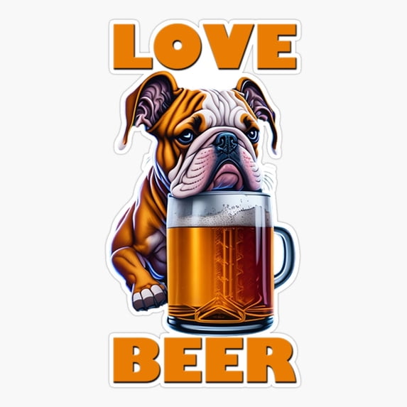 DOPASTICKER Cute Bulldog With A Beer Mug Sticker, Phone Sticker Car ...