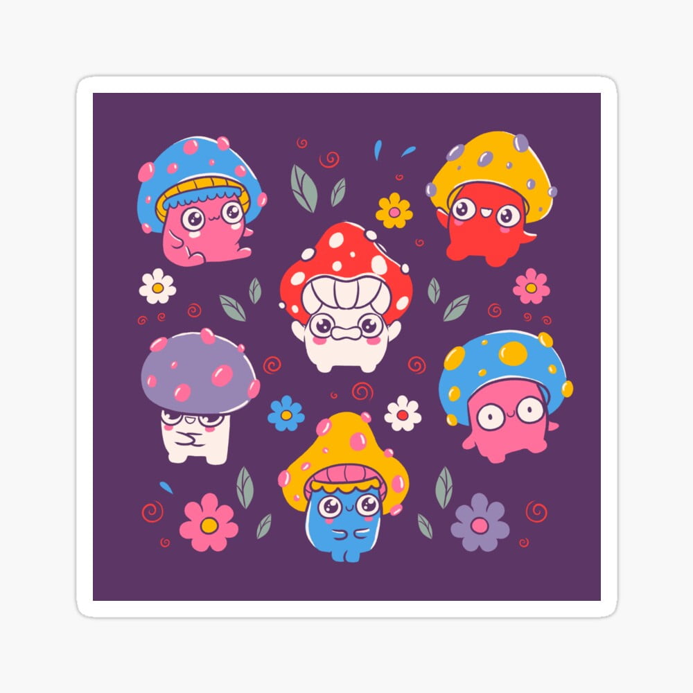 DOPASTICKER Cute But Psychedelic Mushrooms Purple - Hot Trending ...