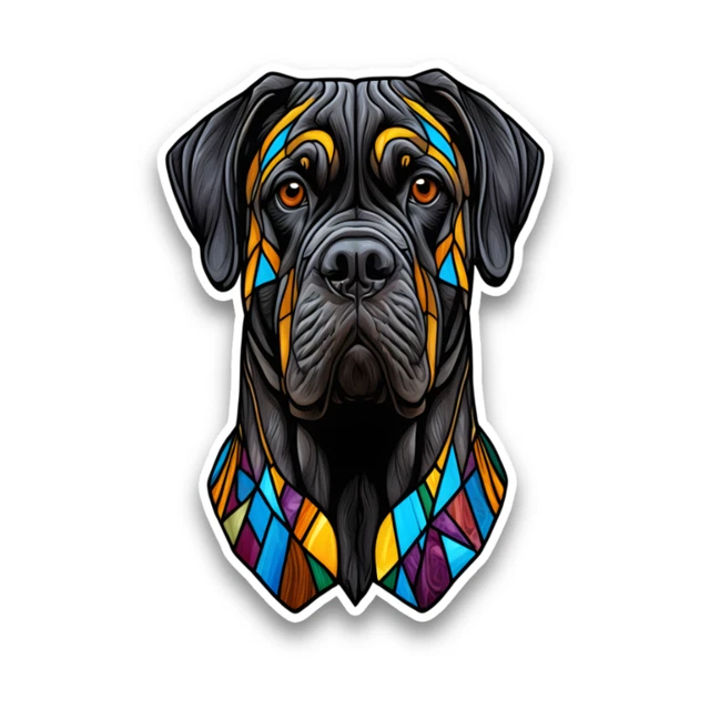 DOPASTICKER Cute Cane Corso Dog Stained Glass Style Opaque Vibrant ...