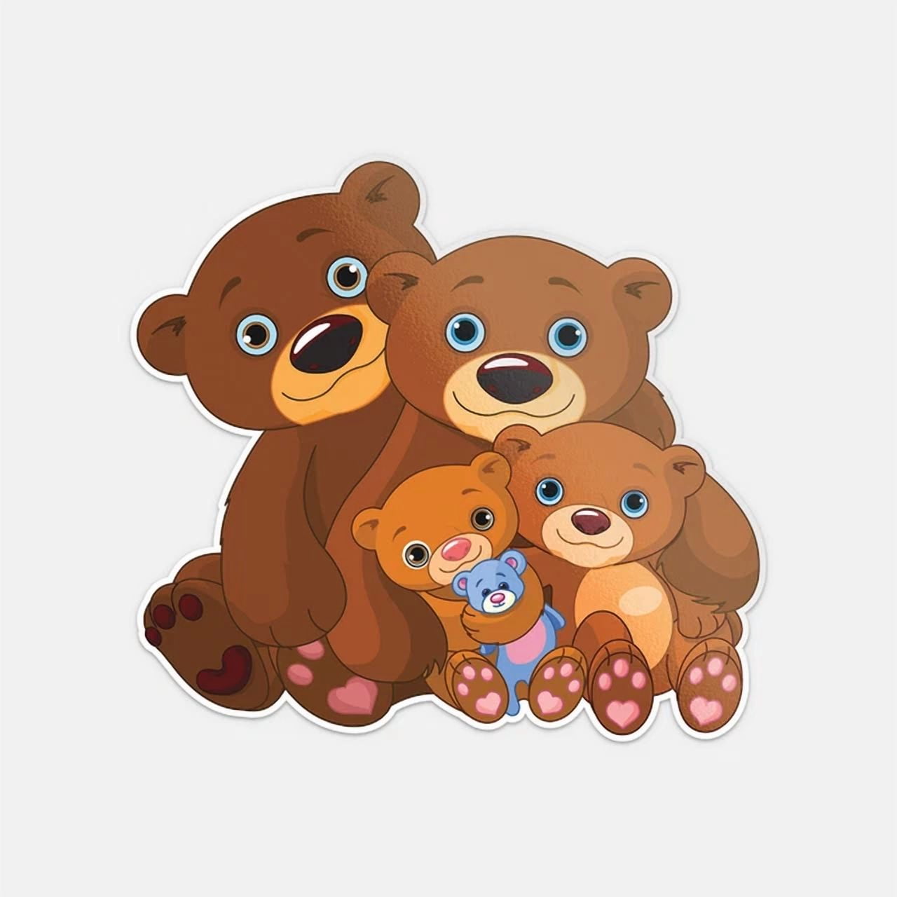 DOPASTICKER Cute Cartoon Bear Family Sticker Decal Phone Decal Water ...