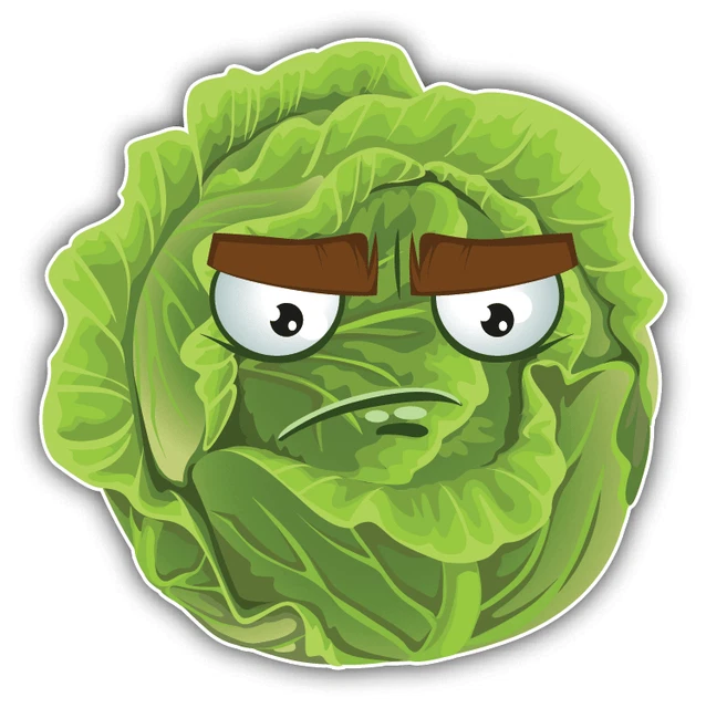 DOPASTICKER Cute Cartoon Cabbage Dissatisfied Smile Sticker Decal Phone ...