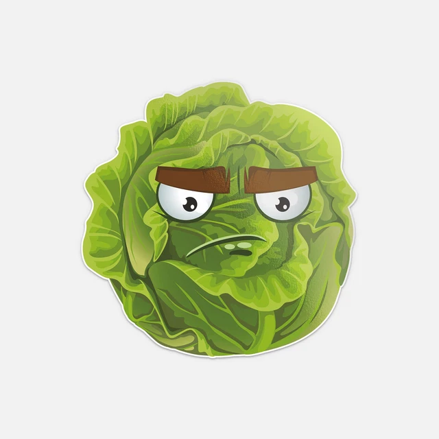 DOPASTICKER Cute Cartoon Cabbage Dissatisfied Smiley Sticker Decal ...