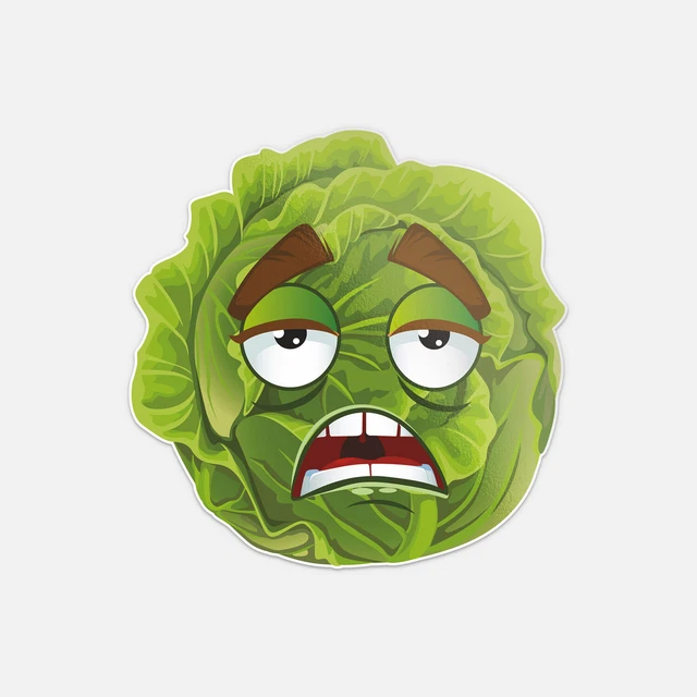 DOPASTICKER Cute Cartoon Cabbage Tired Smiley Sticker Decal Phone Decal ...