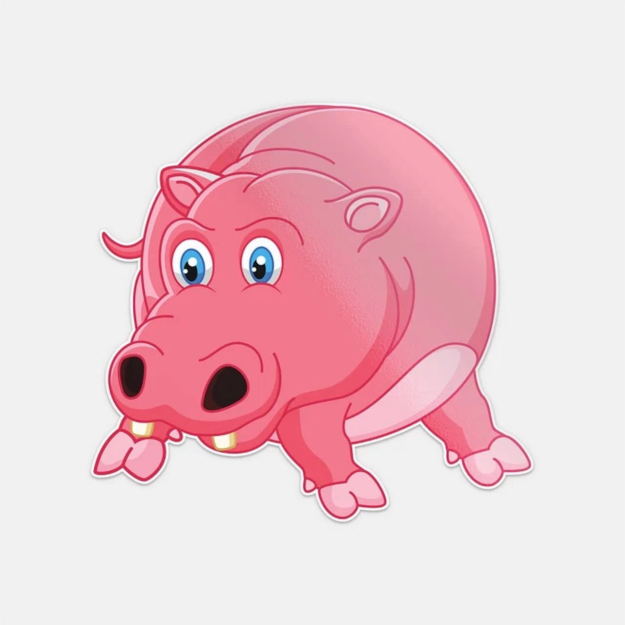 DOPASTICKER Cute Cartoon Hippo Sticker Decal Phone Decal Water Bottle ...