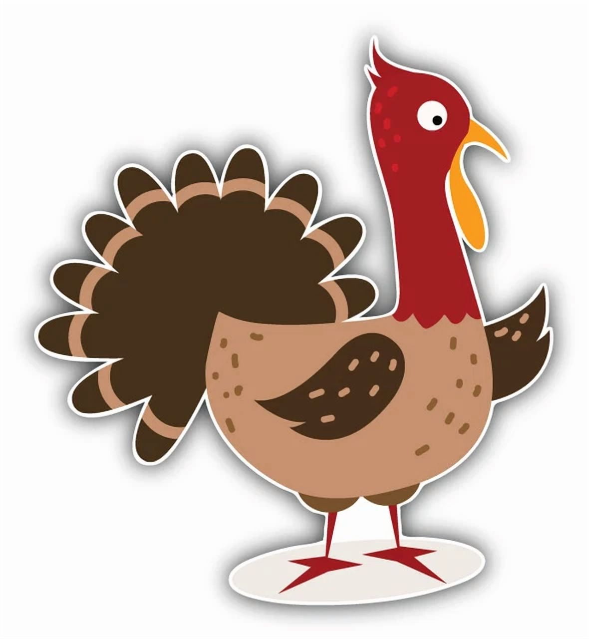 DOPASTICKER Cute Cartoon Turkey Animal Sticker Decal Phone Decal Water ...
